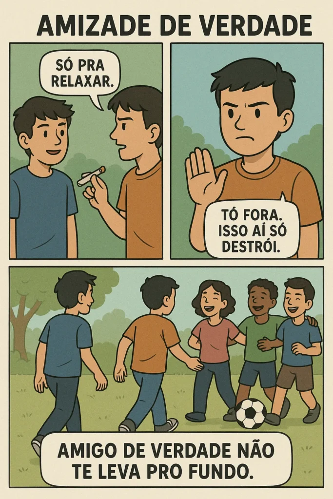 Histórias em quadrinhos e charges de combate às drogas